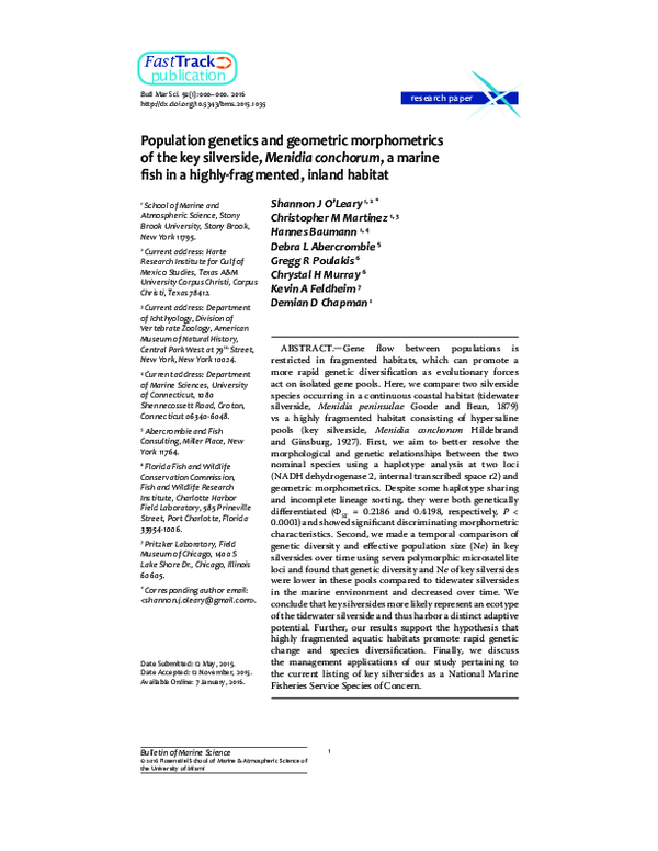 (PDF) Population genetics and geometric morphometrics of the key ...