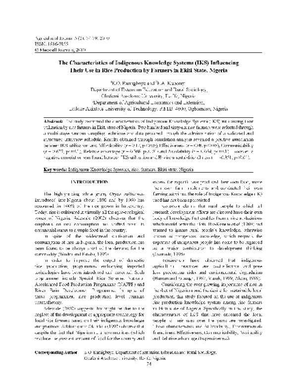 (PDF) The Characteristics of Indigenous Knowledge Systems (IKS ...