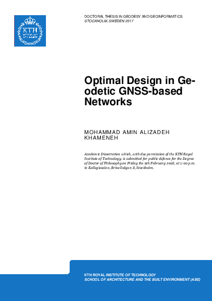 Pdf Optimal Design In Geodetic Gnss Based Networks Amin Alizadeh Khameneh