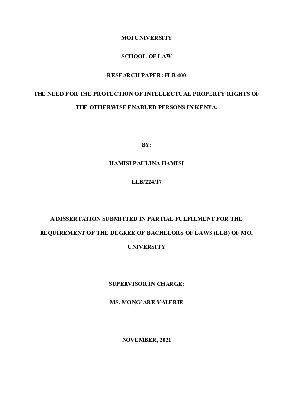 (DOC) THE NEED FOR THE PROTECTION OF INTELLECTUAL PROPERTY RIGHTS OF ...