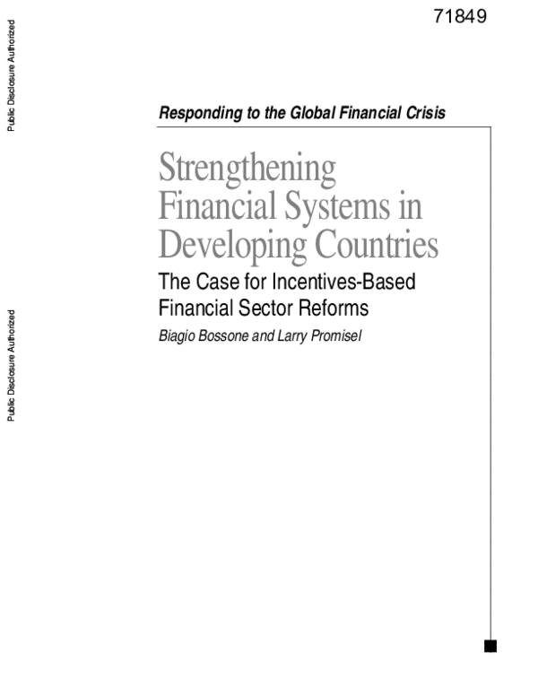 (PDF) Strengthening Financial Systems in Developing Countries