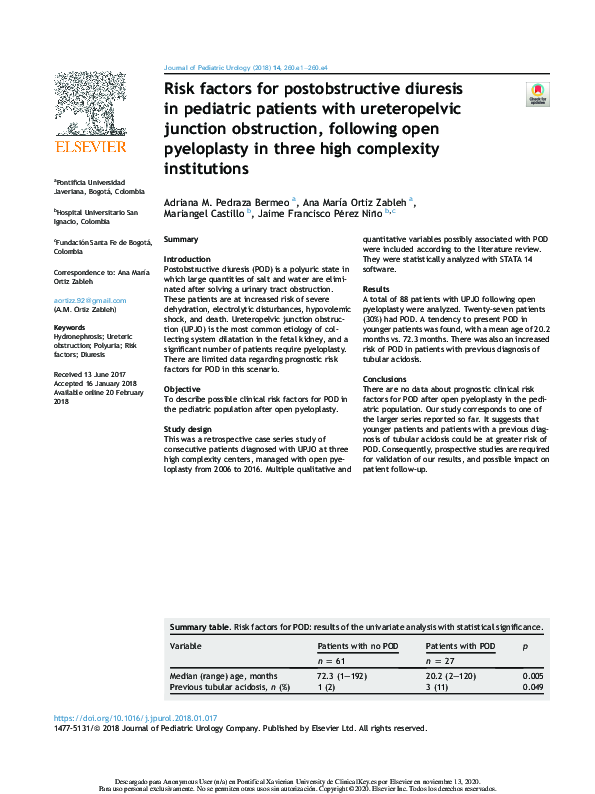 (PDF) Risk factors for postobstructive diuresis in pediatric patients ...