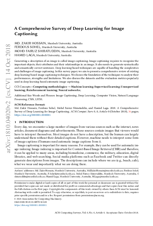 (PDF) A Comprehensive Survey of Deep Learning for Image Captioning