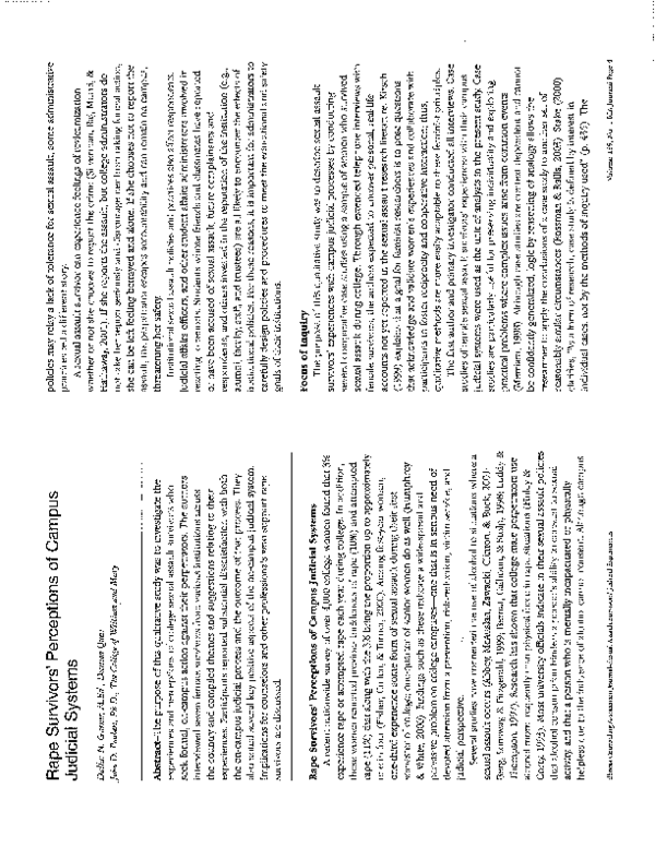 Pdf Sexual Assault Survivors Perceptions Of Campus Judicial Systems 2562