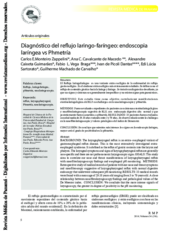 (PDF) DIAGNÓSTICO DEL REFLUJO LARINGO-FARÍNGEO: ENDOSCOPIA LARÍNGEA vs ...