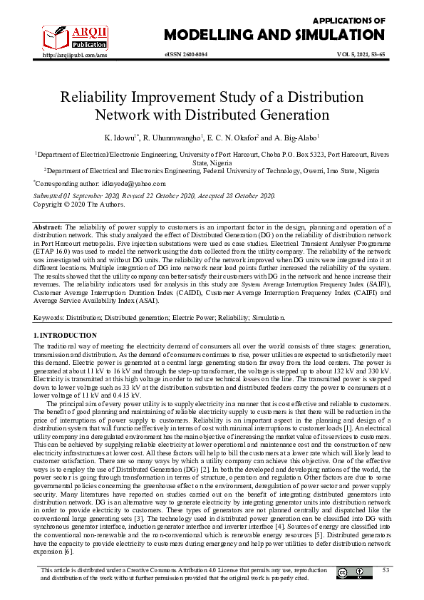 (PDF) Reliability Improvement Study of a Distribution Network with ...