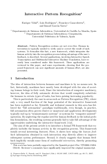 (PDF) Interactive pattern recognition