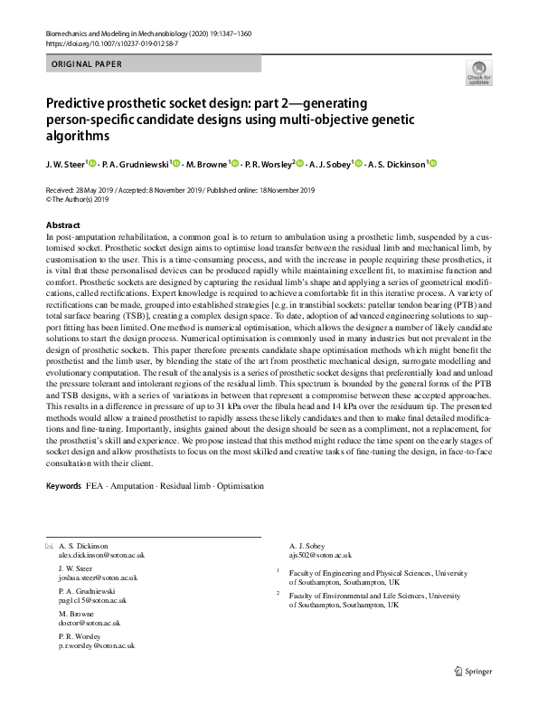 (PDF) Predictive prosthetic socket design: part 2—generating person-specific candidate designs ...