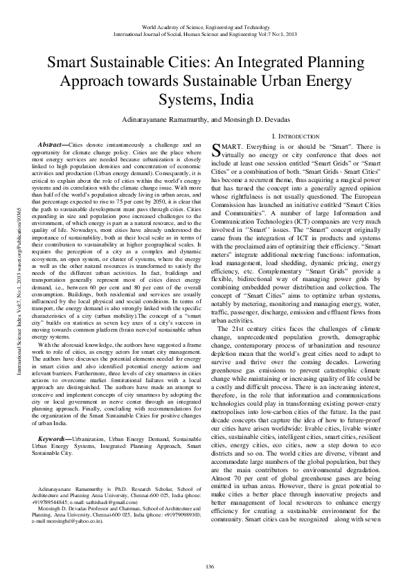 (PDF) Smart Sustainable Cities: An Integrated Planning Approach towards ...