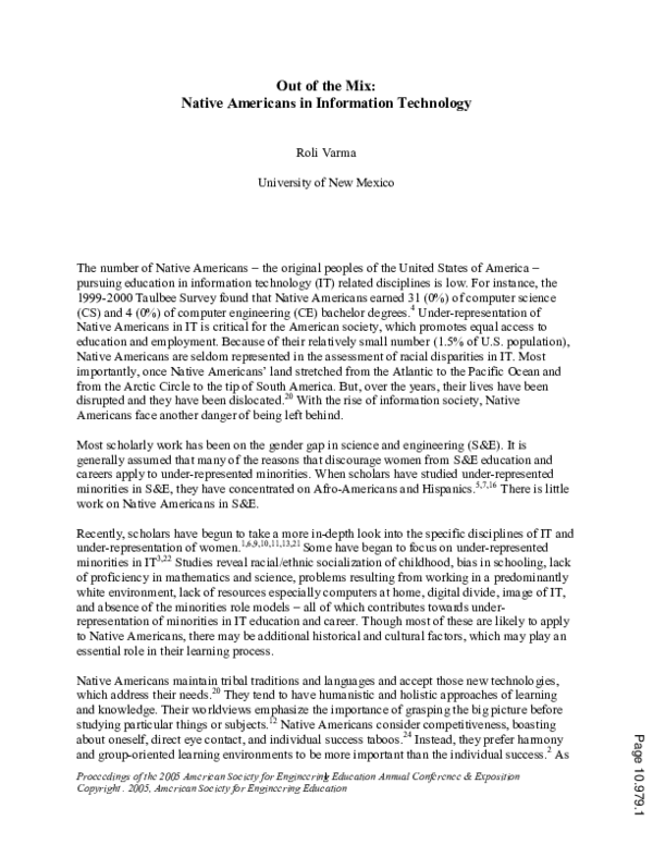 (PDF) Out Of Mix: Native Americans In Information Technology