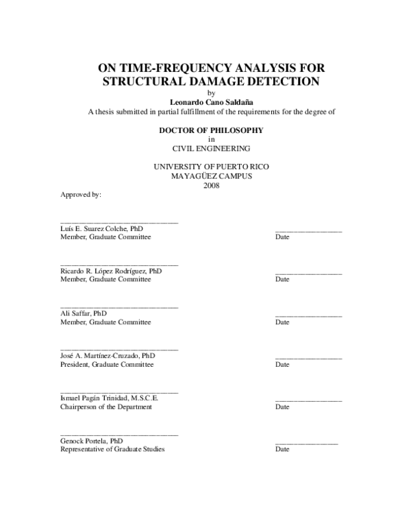 (PDF) On time-frequency analysis for structural damage detection | Leonardo Cano Saldaña ...