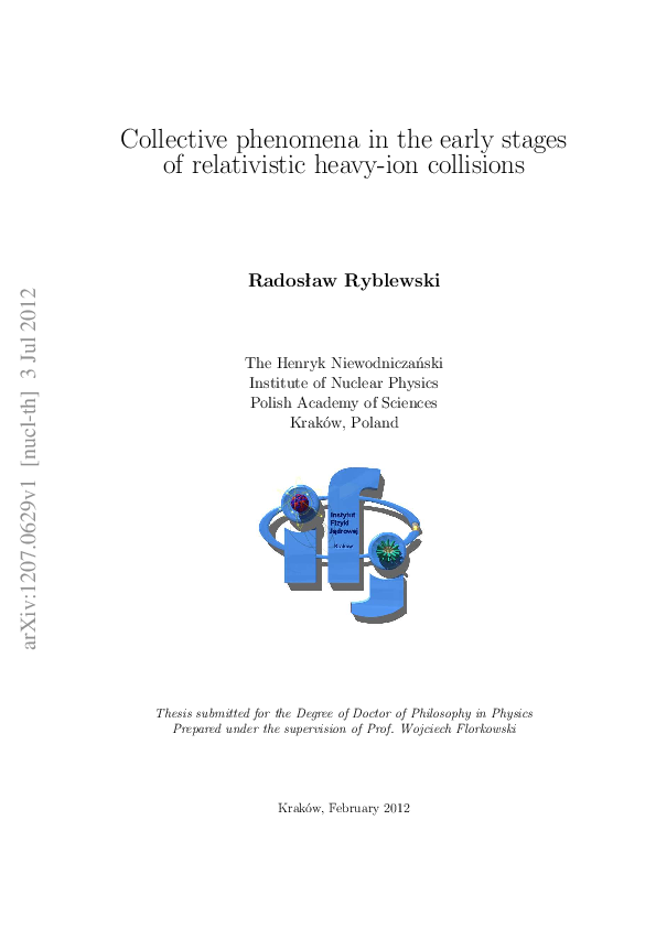 (PDF) Collective phenomena in the early stages of relativistic heavy-ion collisions