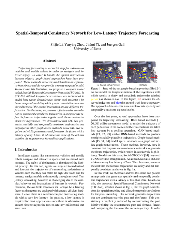(PDF) Spatial-Temporal Consistency Network for Low-Latency Trajectory Forecasting