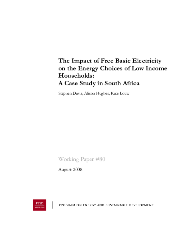 (PDF) The Impact of Free Basic Electricity on the Energy Choices of Low ...