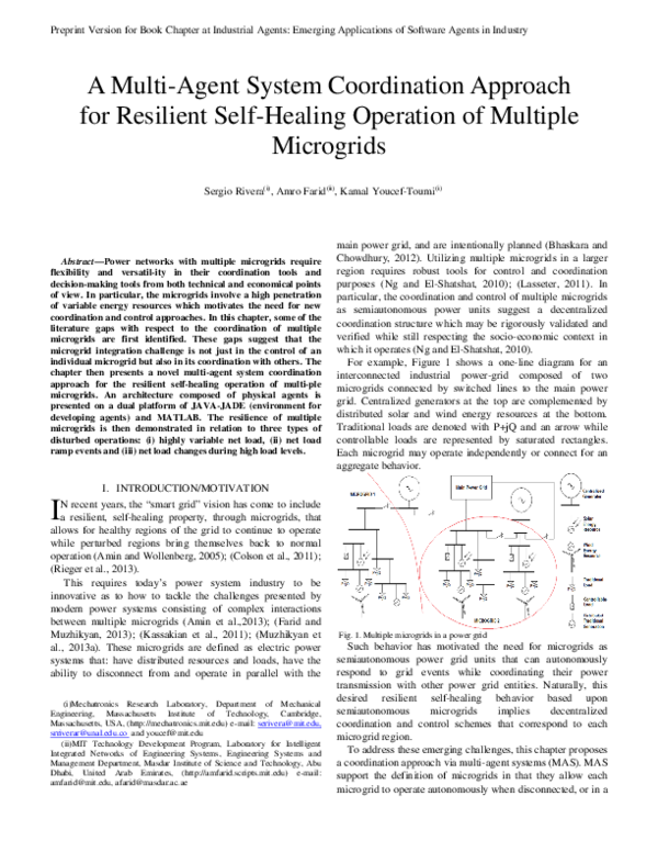 Pdf A Multi Agent System Coordination Approach For Resilient Self