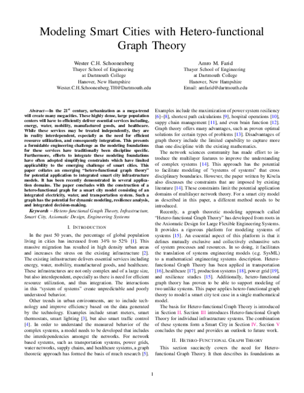 (PDF) Modeling smart cities with hetero-functional graph theory