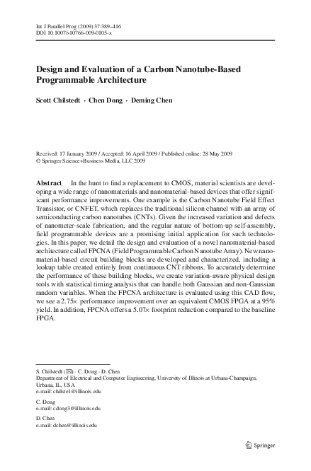 (PDF) Design and Evaluation of a Carbon Nanotube-Based Programmable ...