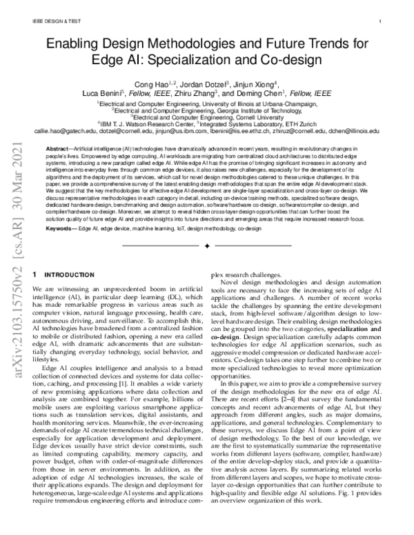 (PDF) Enabling Design Methodologies and Future Trends for Edge AI ...