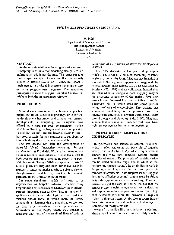 (PDF) Five simple principles of modelling