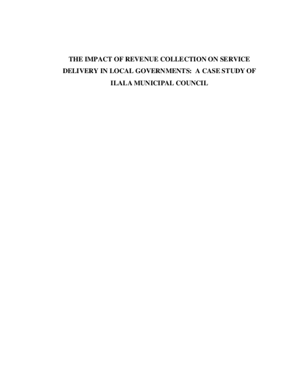 (PDF) The impact of revenue collection on service Delivery in local ...