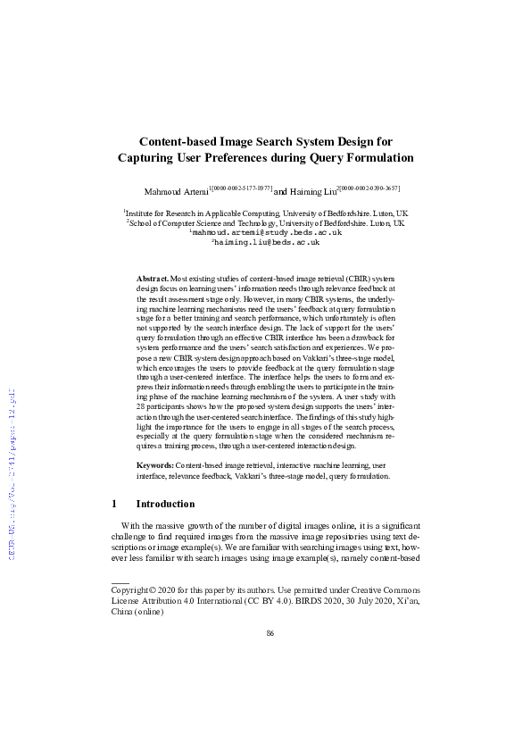 (PDF) Content-based Image Search System Design for Capturing User Preferences during Query ...
