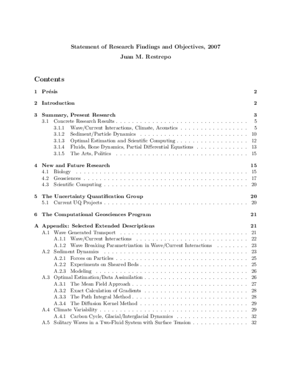 (PDF) Statement of Research Findings and Objectives, 2007