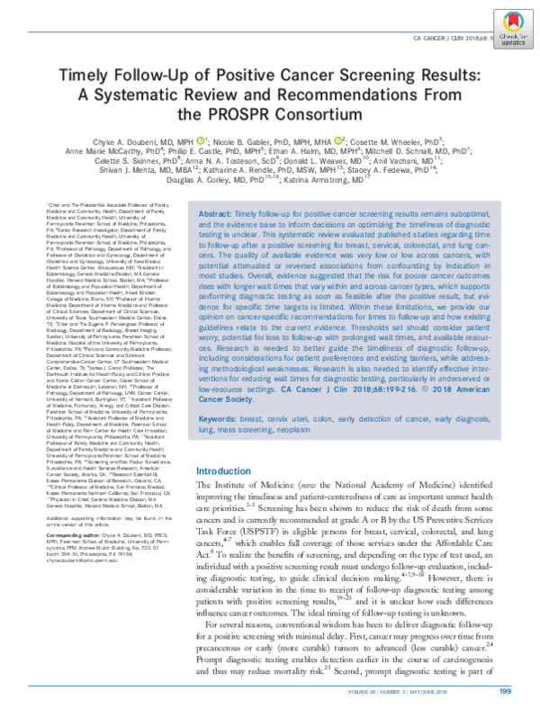 (PDF) Timely follow-up of positive cancer screening results: A ...