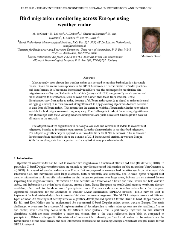 (PDF) Bird migration monitoring across Europe using weather radar