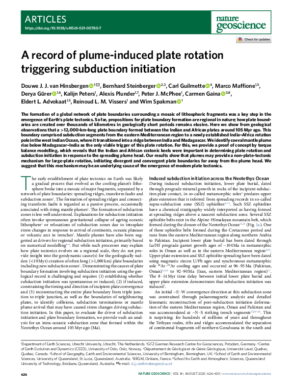 (PDF) A record of plume-induced plate rotation triggering seafloor ...