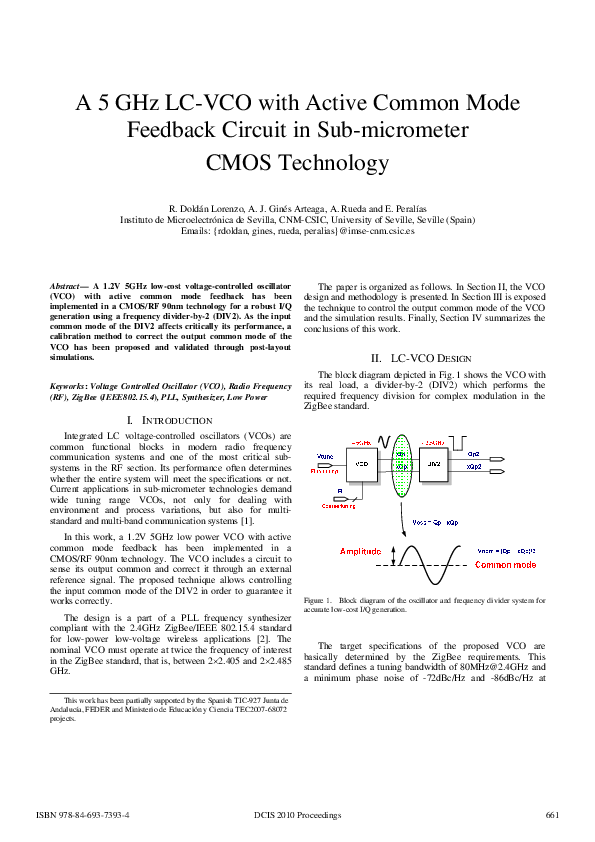 (PDF) A 5 GHz LC-VCO with active common mode feedback circuit in sub ...