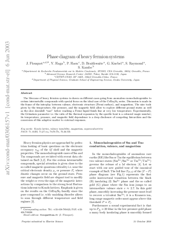 (PDF) Phase diagram of heavy fermion systems