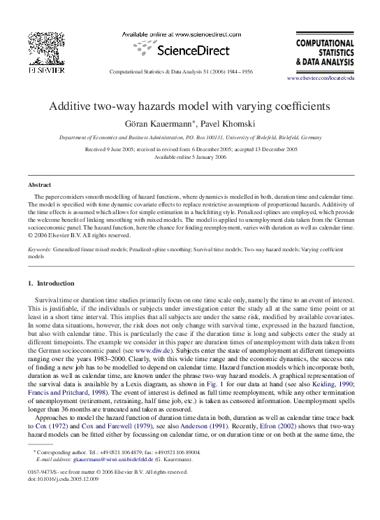 (PDF) Additive Two Way Hazards Model with Varying Coefficients