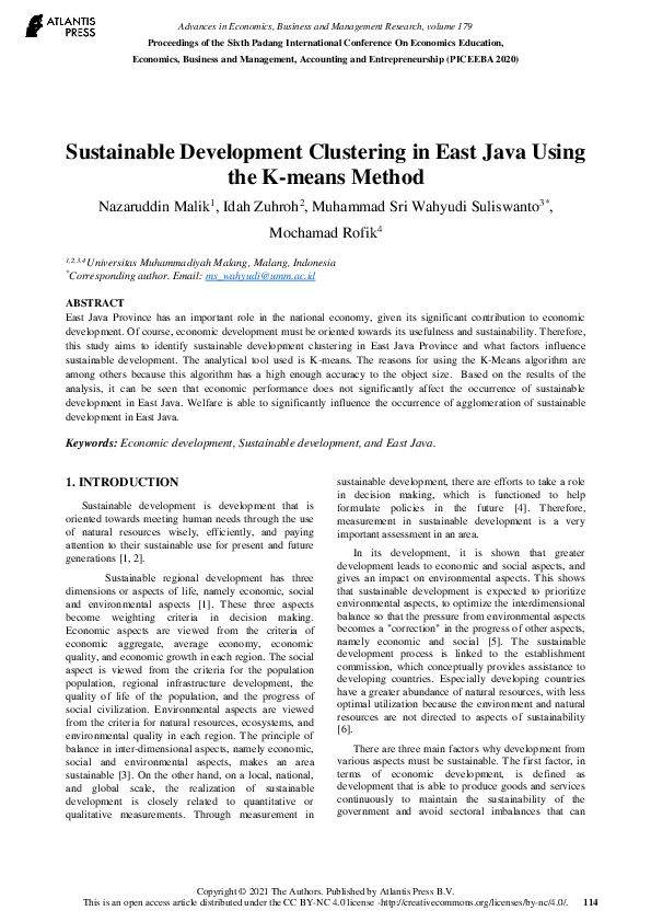 (PDF) Sustainable Development Clustering in East Java Using the K-means Method