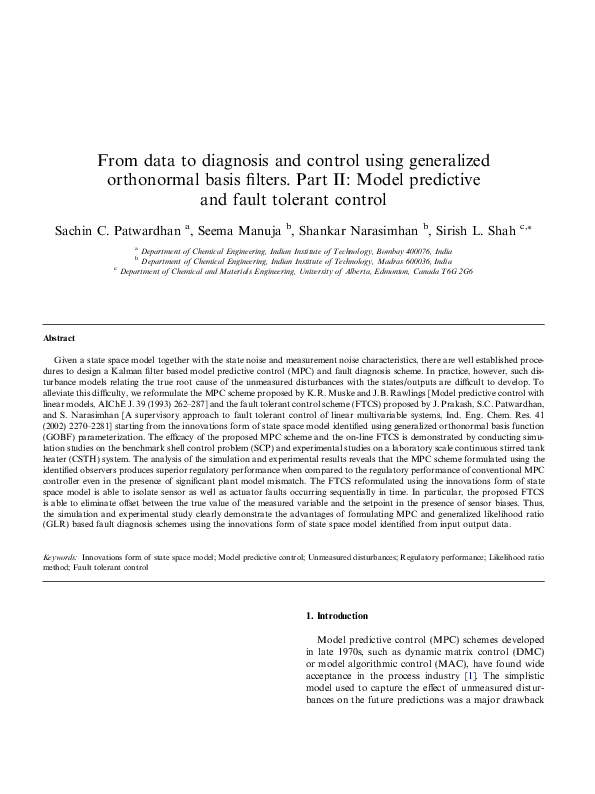 Pdf From Data To Diagnosis And Control Using Generalized Orthonormal