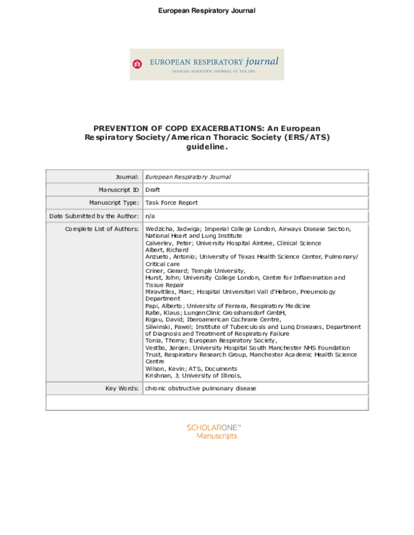 (PDF) Prevention of COPD exacerbations: a European Respiratory Society ...