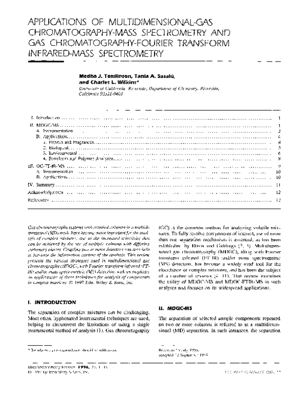 (PDF) Applications of multidimensional-gas chromatography-mass ...