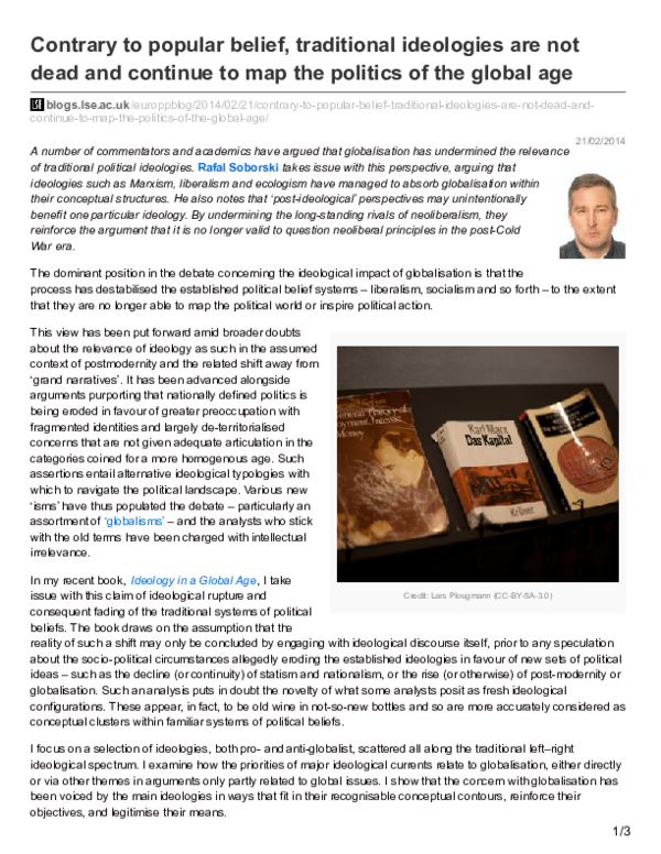 (PDF) Contrary to popular belief, traditional ideologies are not dead ...