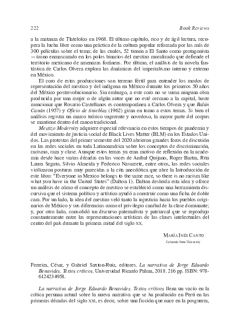 (PDF) Reseña de La narrativa de Jorge Eduardo Benavides. Textos ...
