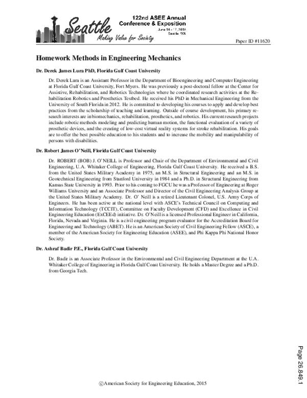 (PDF) Homework Methods in Engineering Mechanics
