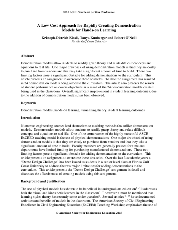 (PDF) A low-cost approach for rapidly creating demonstration models for ...