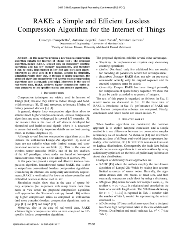 (PDF) RAKE: A simple and efficient lossless compression algorithm for ...