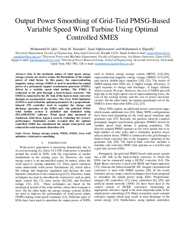 Pdf Output Power Smoothing Of Grid Tied Pmsg Based Variable Speed