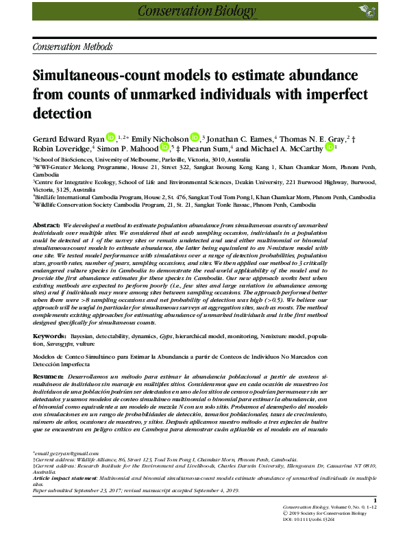 (PDF) Simultaneous-count models to estimate abundance from counts of ...