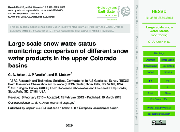 (PDF) Large scale snow water status monitoring: comparison of different ...