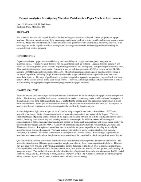 (PDF) Deposit Analysis - Investigating Microbial Problems in a Paper ...
