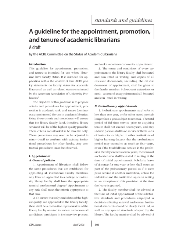 (PDF) A guideline for the appointment, promotion, and tenure of ...