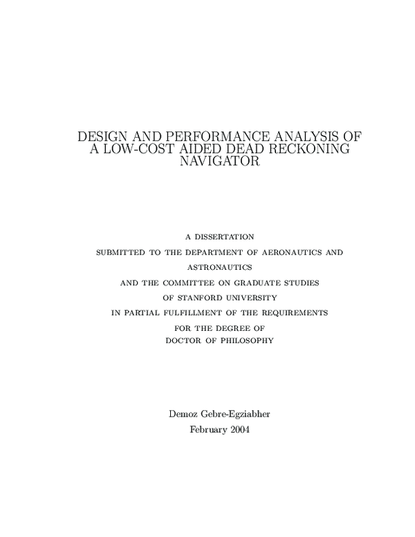 (PDF) Design and Performance Analysis of a Low-Cost Aided Dead Reckoning Navigation System