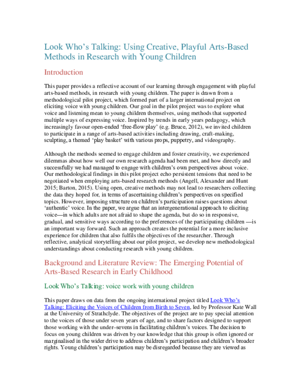 (PDF) Look Who’s Talking: Using creative, playful arts-based methods in ...