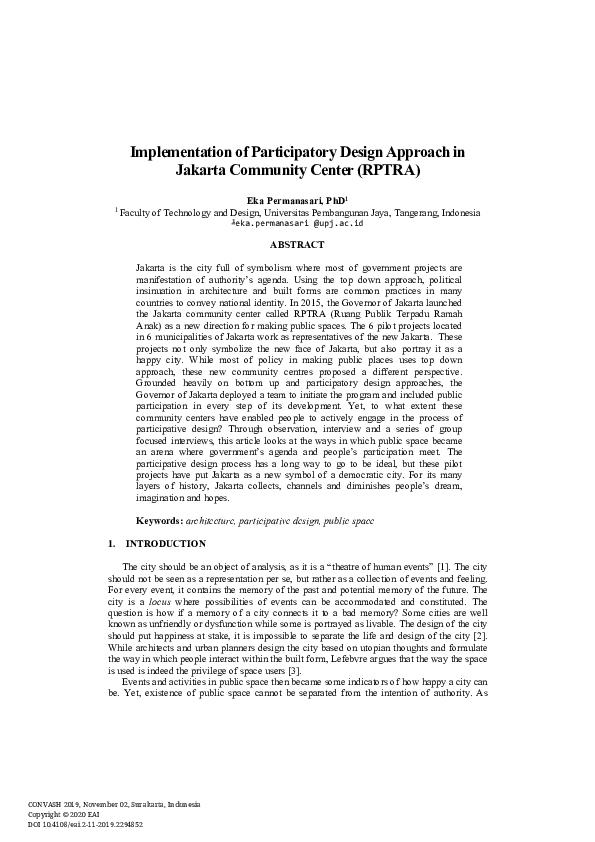 (PDF) Implementation of Participatory Design Approach in Jakarta ...