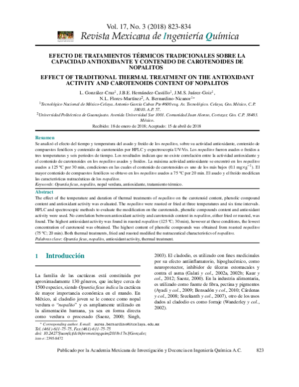 (PDF) Effect of Traditional Thermal Treatment on the Antioxidant Activity and Carotenoids ...
